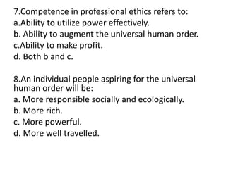 human value and professional ethics Mcq unit 2 | PPTX