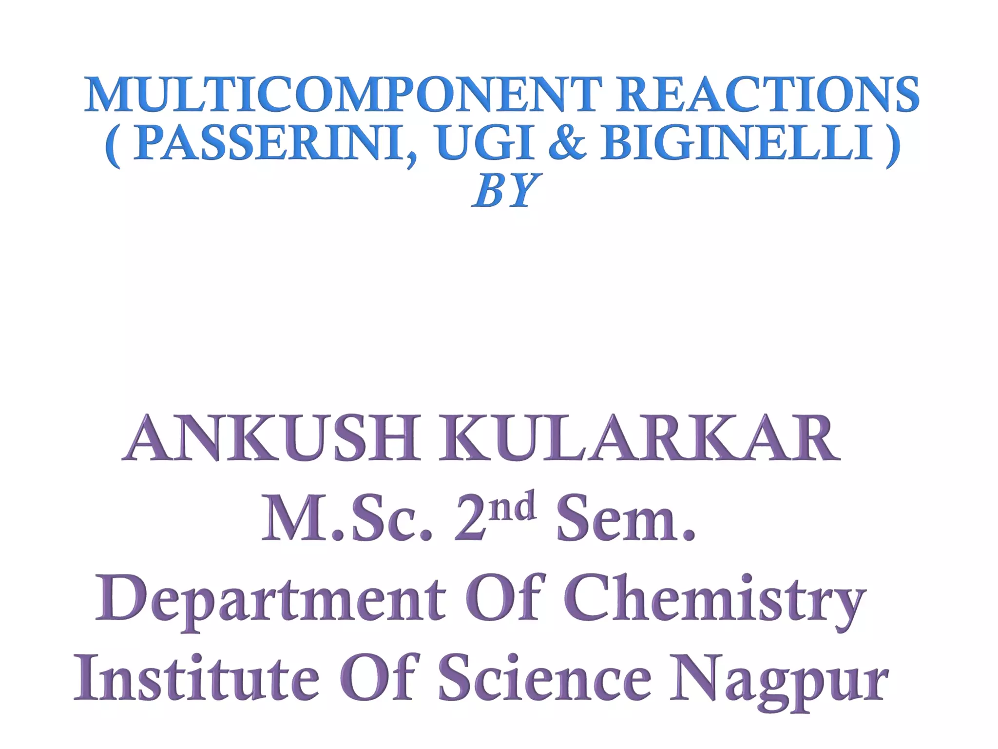 Multi Component Reactions | PDF