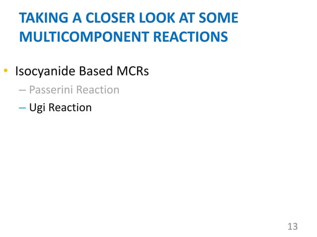 Multi Component Reactions | PDF | Chemistry | Science