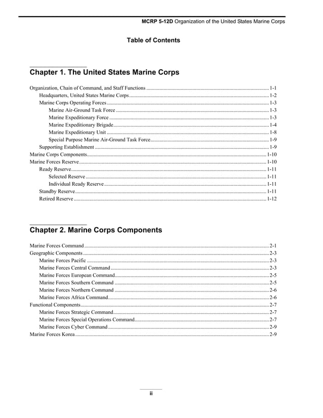 MCRP 5-12D Organization of United States Marine Corps 26 Aug15 | PDF