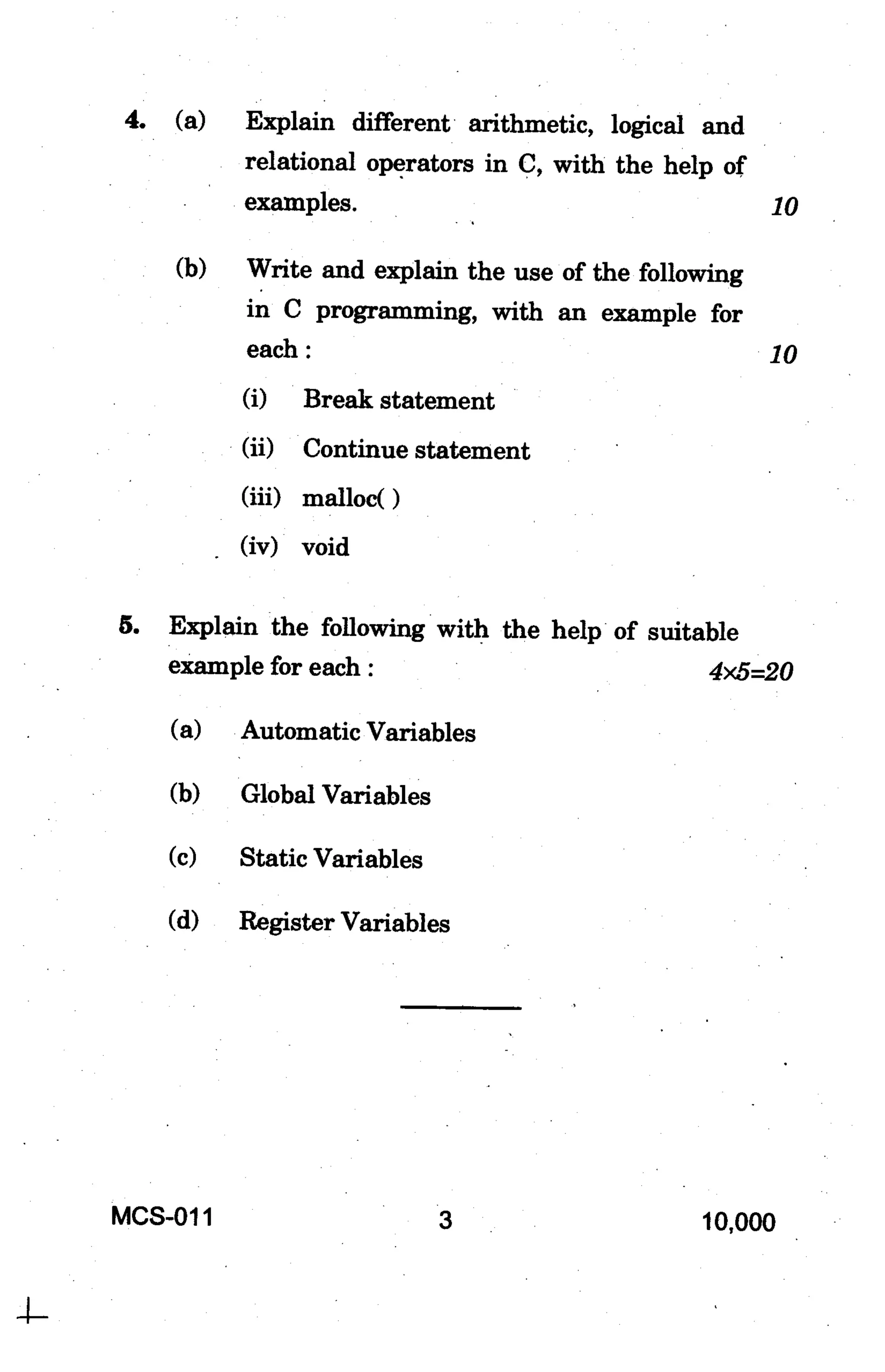 Mcs 011 ignou question paper c language | PDF