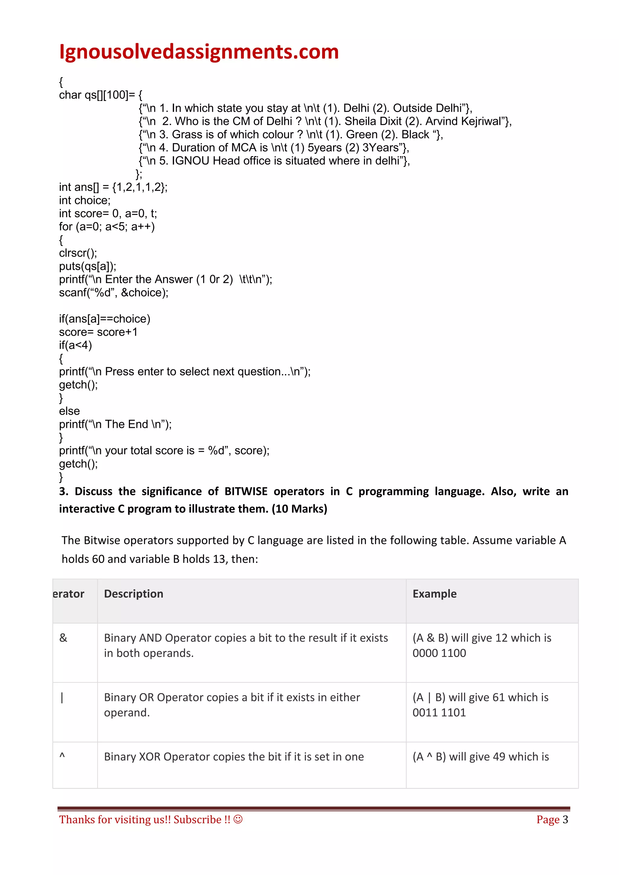 Mcs 011 solved assignment 2015-16 | PDF