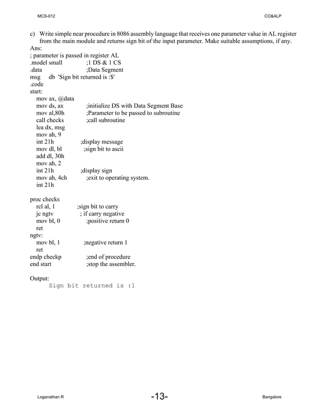 Mcs 012 computer organisation and assemly language programming- ignou ...