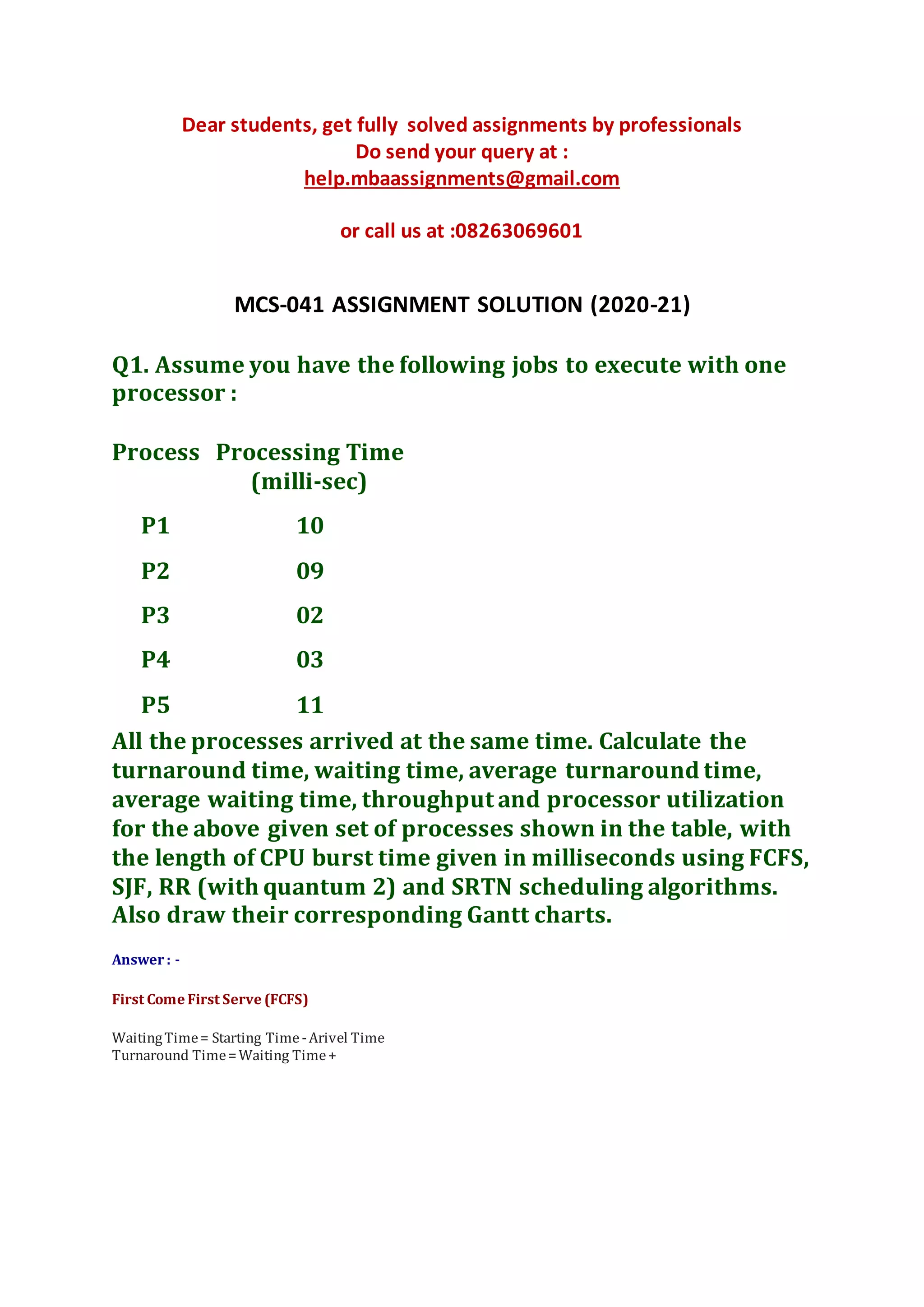 Mcs 041 assignment solution (2020-21) | PDF