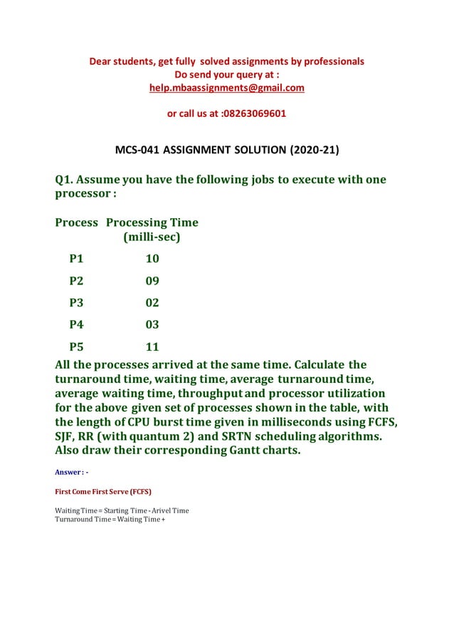 Mcs 041 assignment solution (2020-21) | PDF