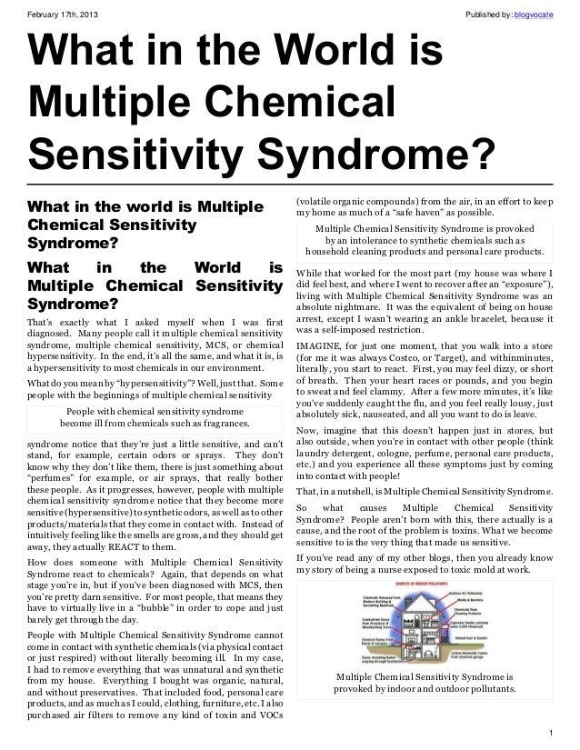What in the World is Multiple Chemical Sensitivity Syndrome?