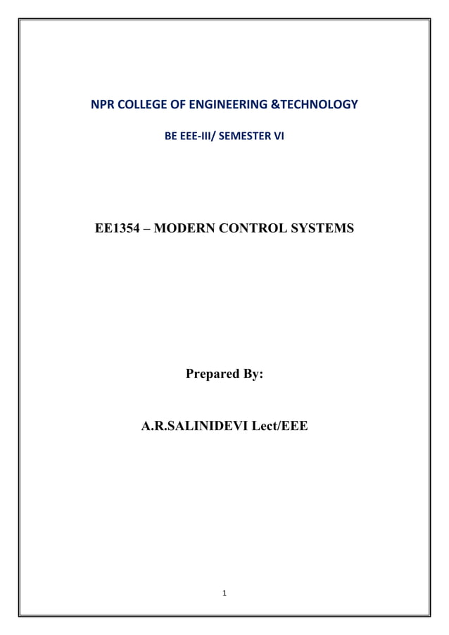 Modern Control System (BE) | PDF | Physics | Science