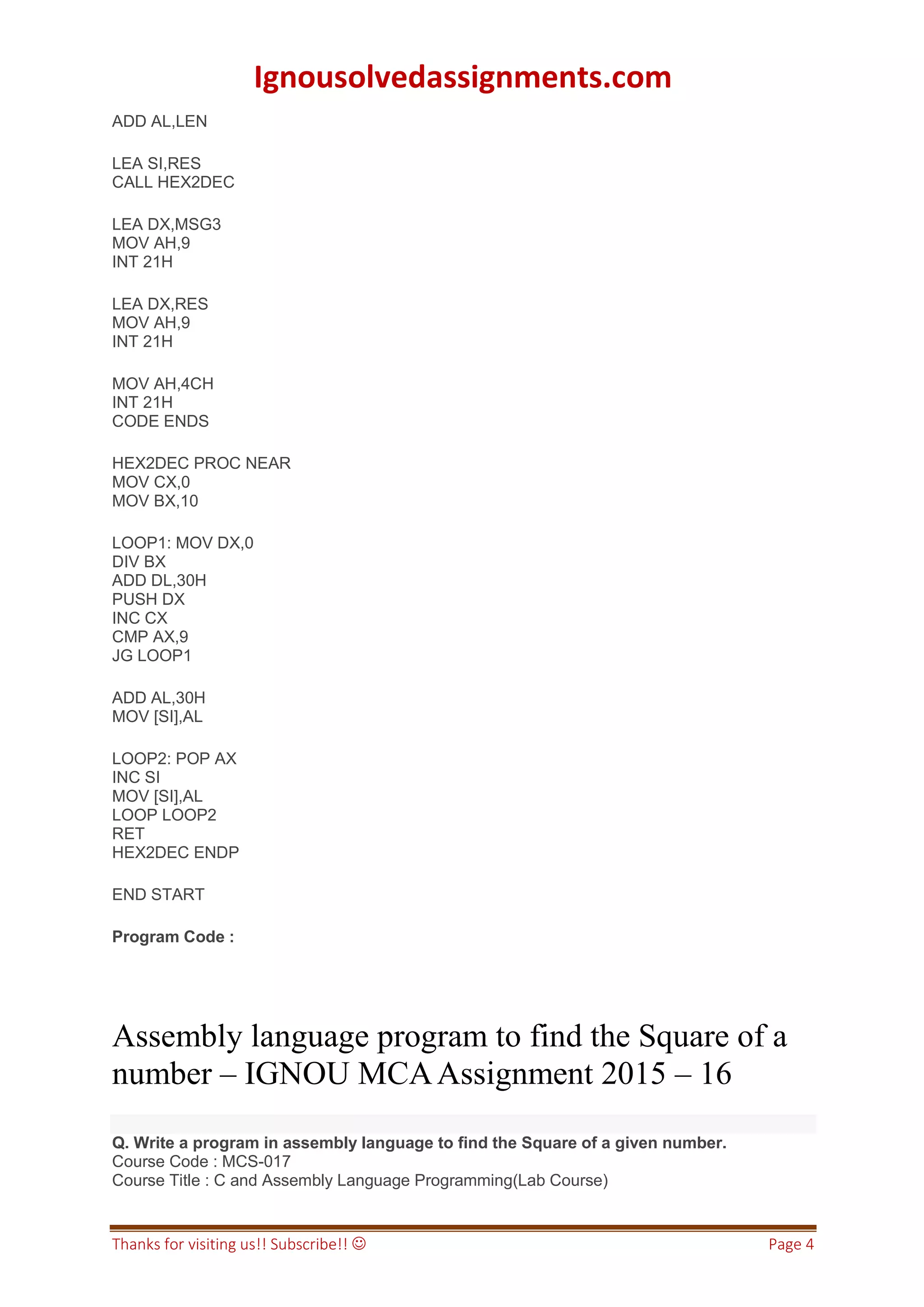 Mcs 17 solved assignment 2015- 16 | PDF | Programming Languages | Computing