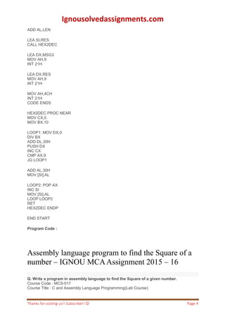 Mcs 17 solved assignment 2015- 16 | PDF | Programming Languages | Computing