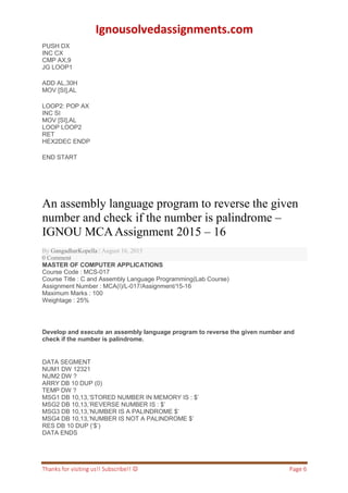 Mcs 17 solved assignment 2015- 16 | PDF | Programming Languages | Computing