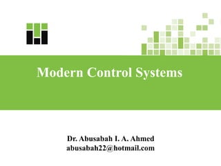 Lecture on Modern Control Systems - an Introduction | PDF