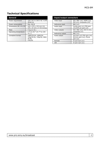 Sony MCS-8M | PDF