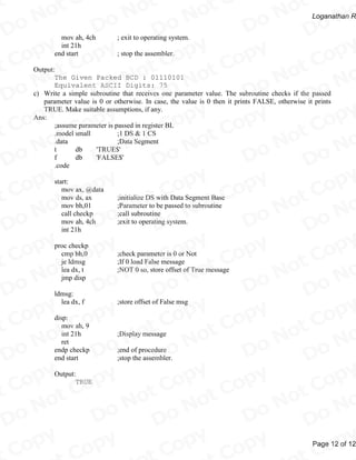 MCS 012 computer organisation and assembly language programming assignment… | PDF