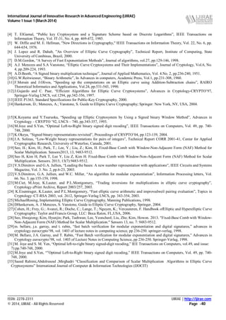 Survey: Elliptic Curve Cryptography using Scalar Multiplication Algorithms | PDF