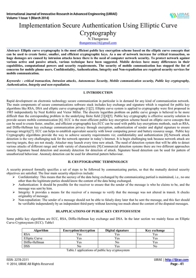 Implementation Secure Authentication Using Elliptic Curve Cryptography | PDF | Information and ...