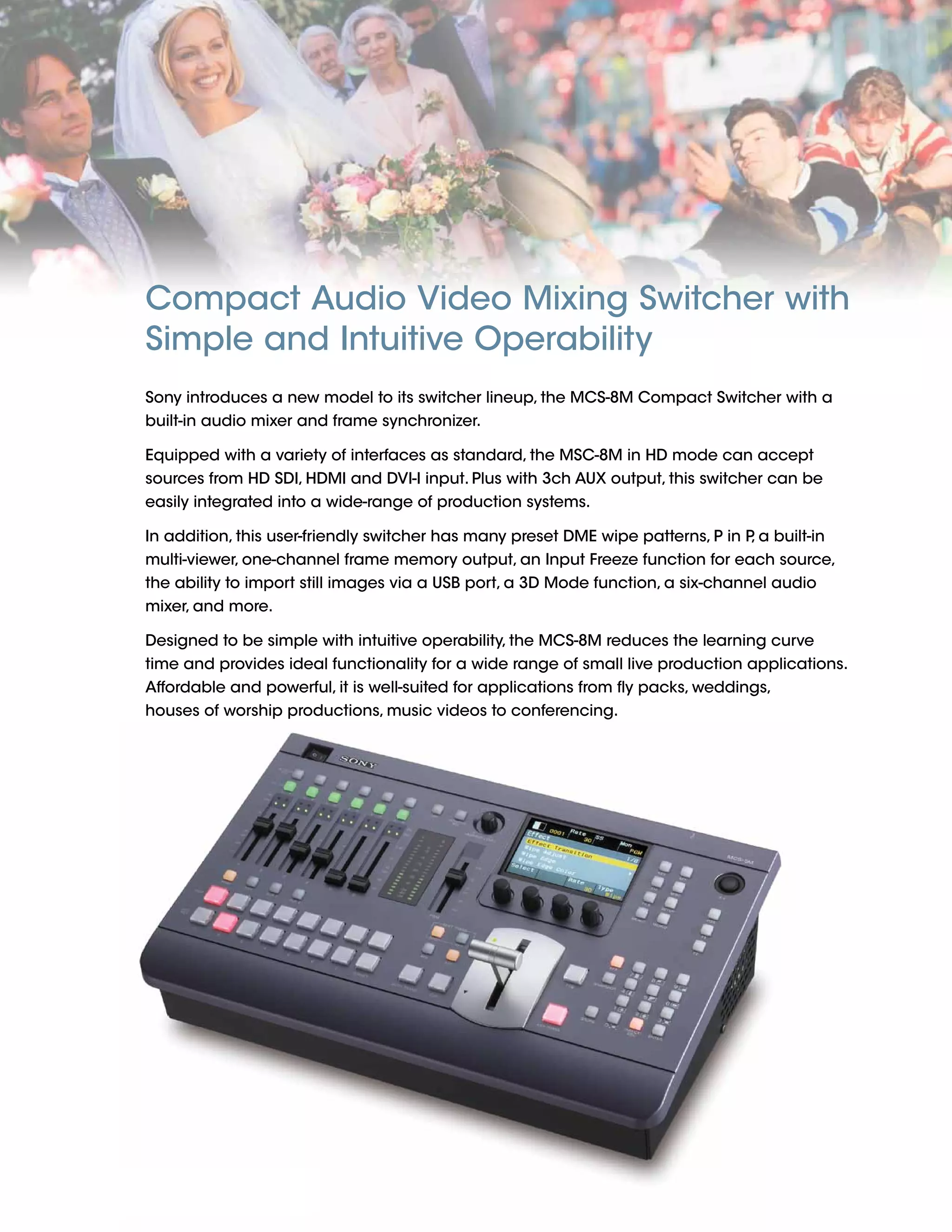 Sony MCS-8M Videomixer Brochure | PDF