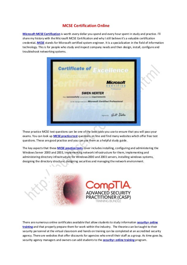 Mcse certification online