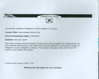 Mcse Completion Letter | PPT