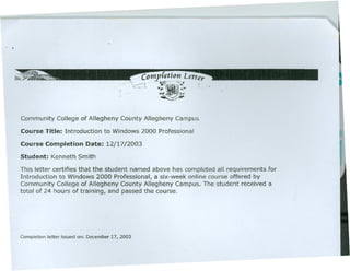 Mcse Completion Letter | PPT