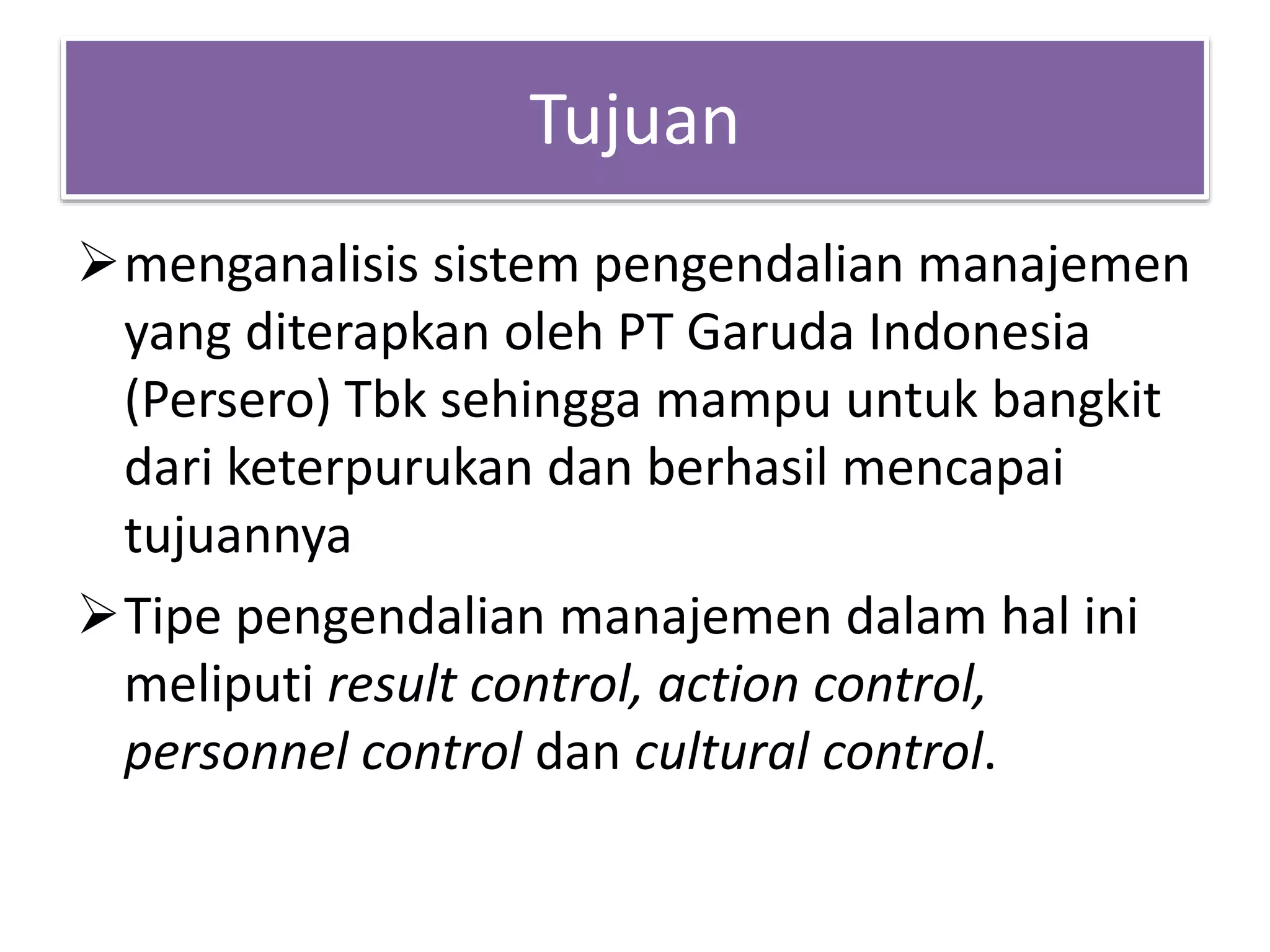 Management Control System Garuda Indonesia | PPTX