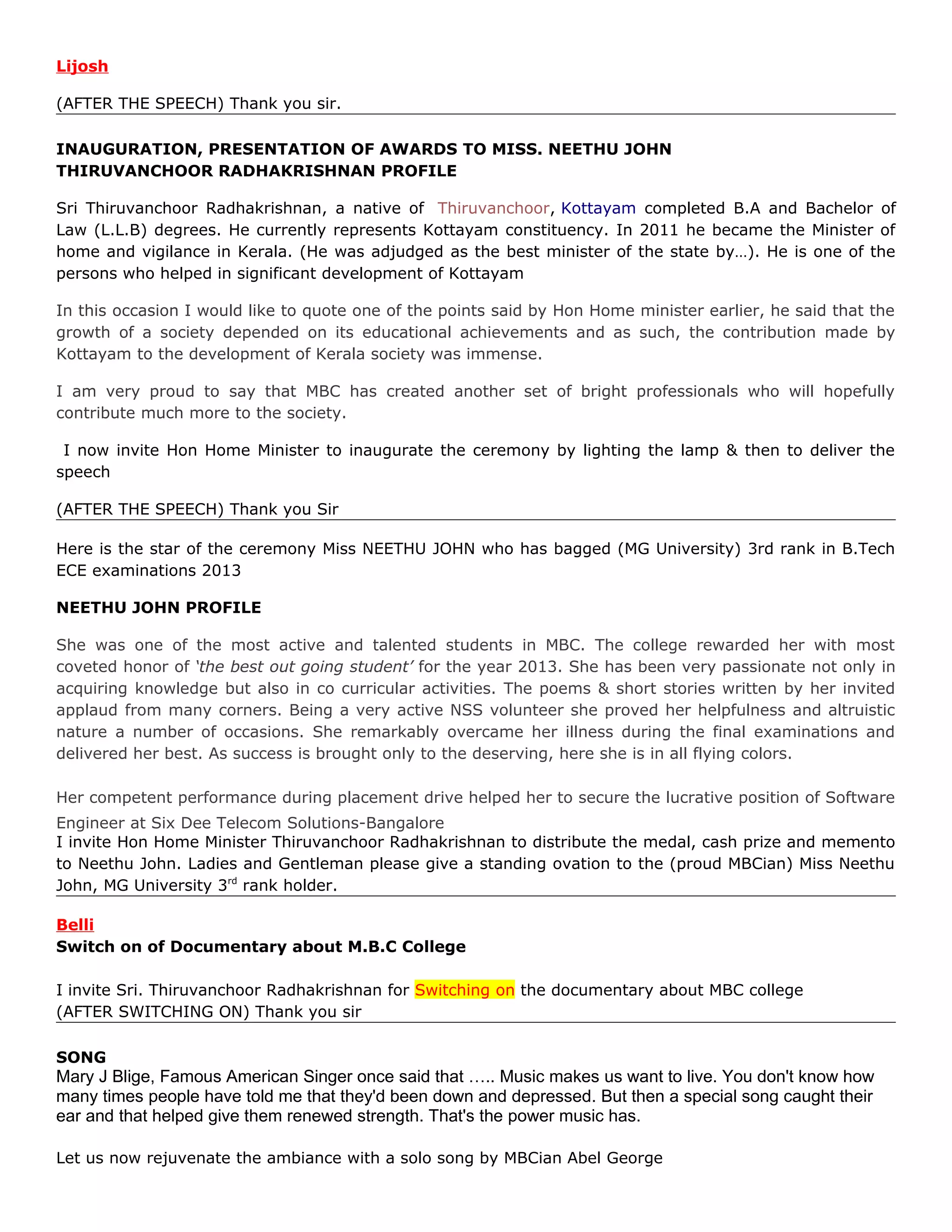 Master of Ceremony Script | DOC