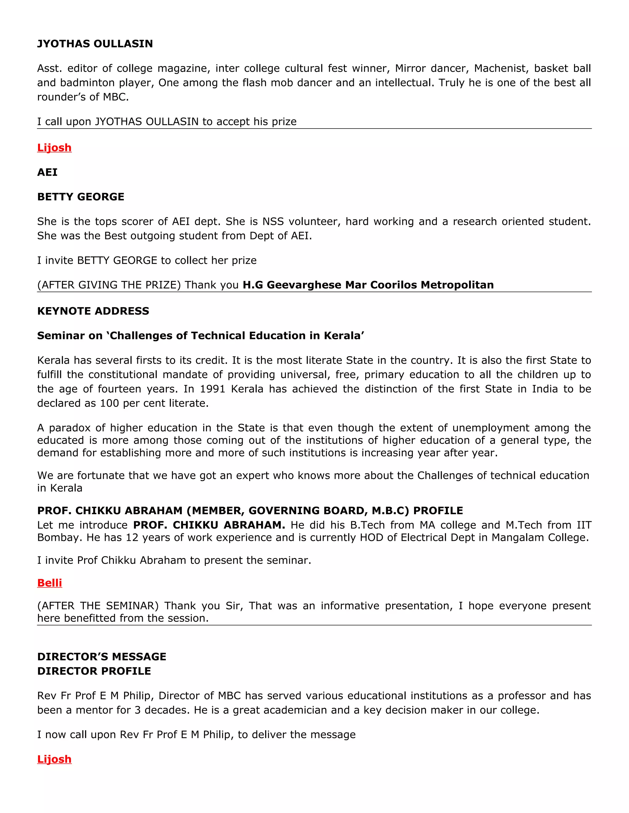 Master of Ceremony Script | DOC