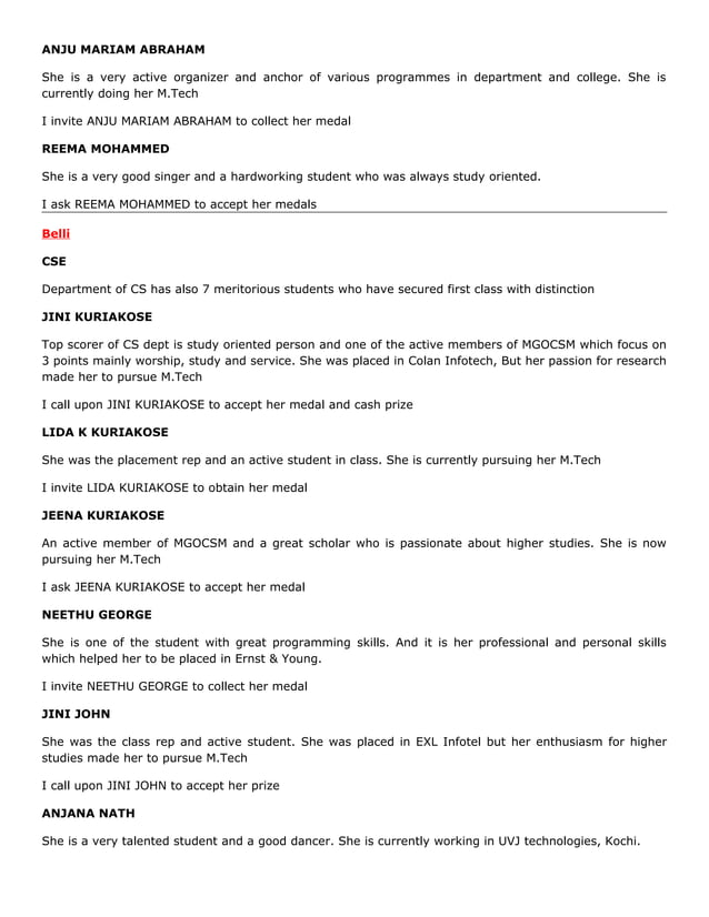 Master of Ceremony Script | DOC | Graduation | Personal Celebrations ...