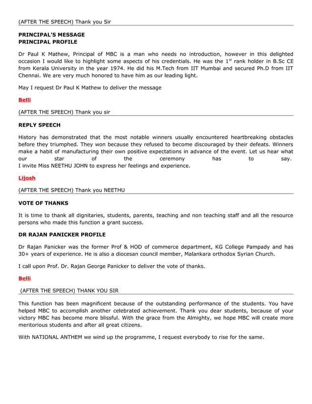 Master of Ceremony Script | DOC | Graduation | Personal Celebrations ...