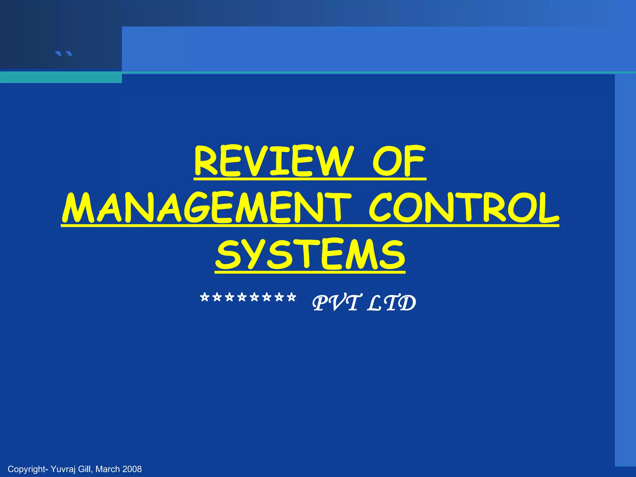 Management Control System | PPT | Business Administration | Business