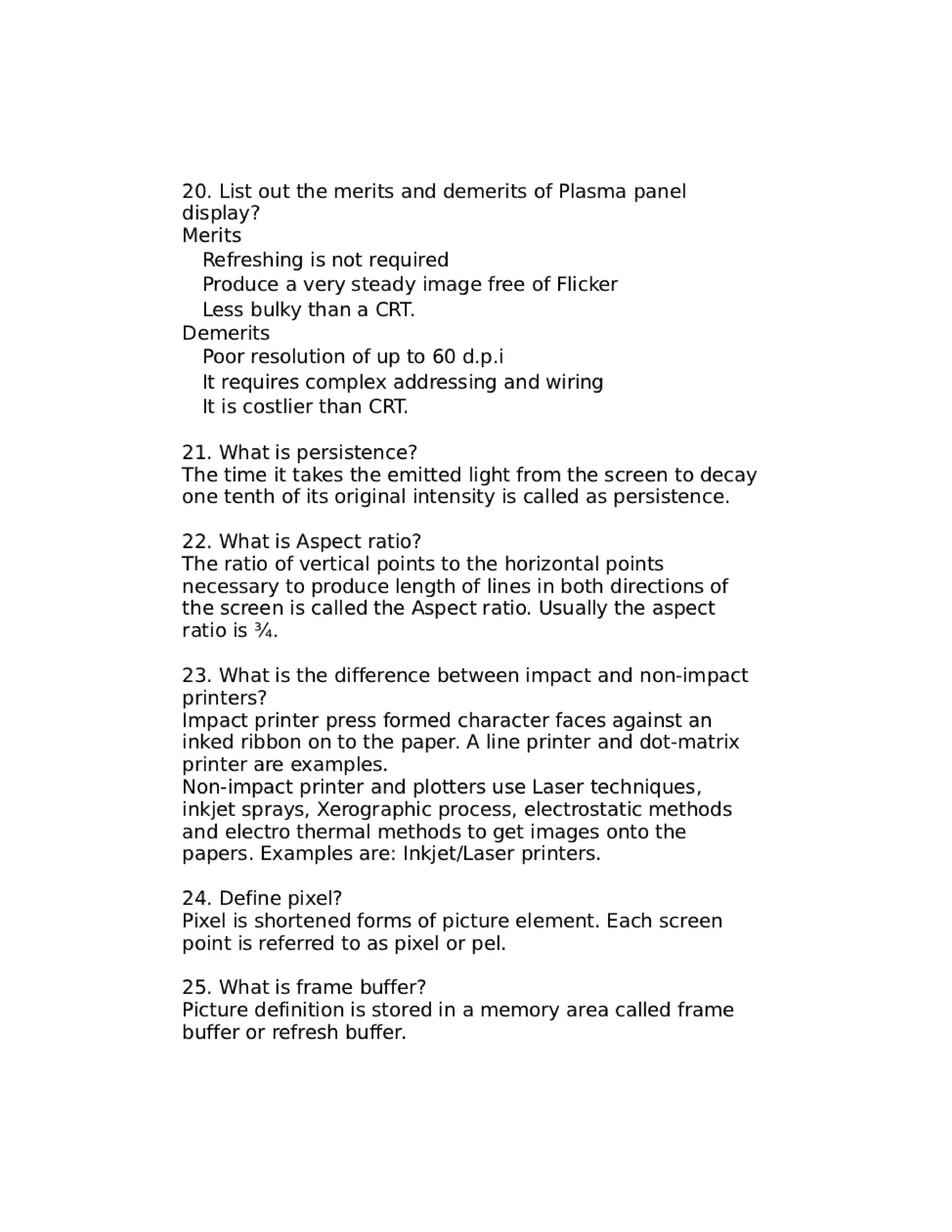 Computer Graphics Short Questions | PDF