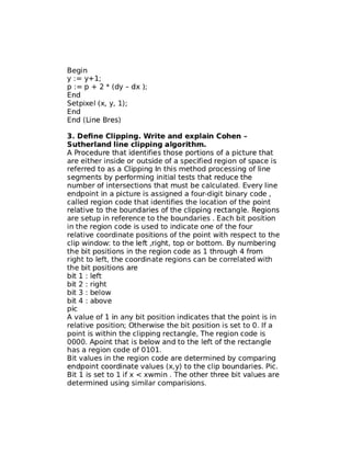 Computer Graphics Short Questions | PDF