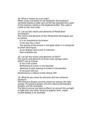 Computer Graphics Short Questions | PDF