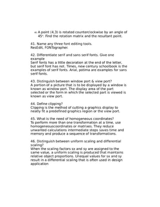 Computer Graphics Short Questions | PDF