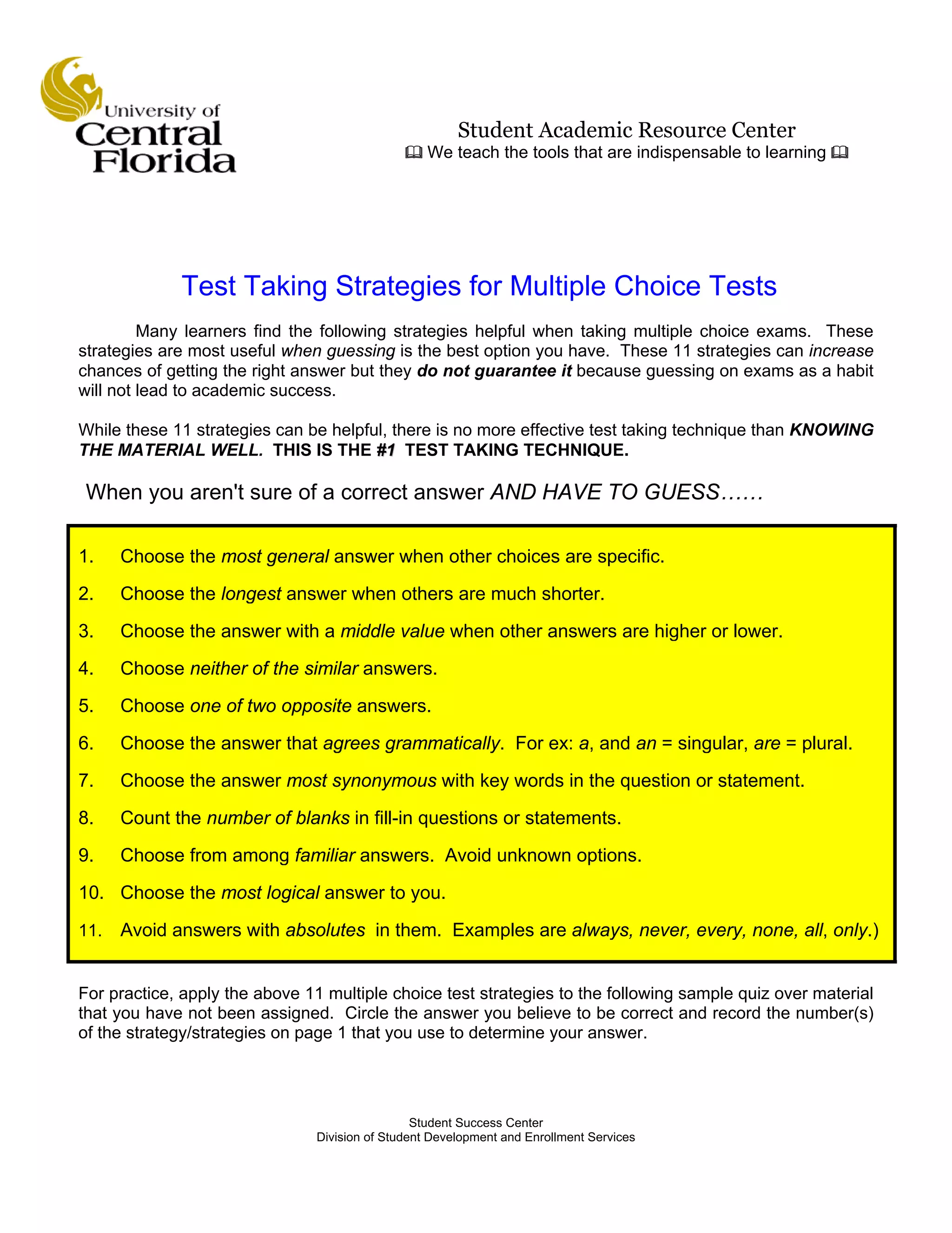 Test-taking Strategies-LET Review | PDF