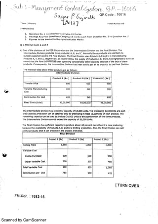 Management control system question paper 2015 by mumbai university | PDF