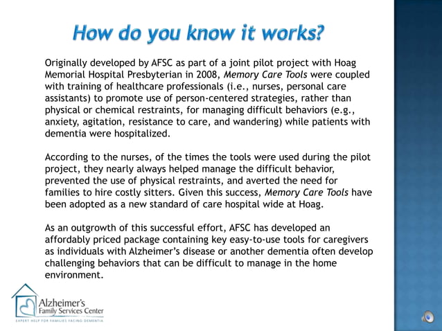 Memory Care Tools | PPT