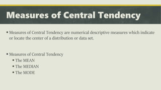 measures of central tendency | PPTX | Physics | Science