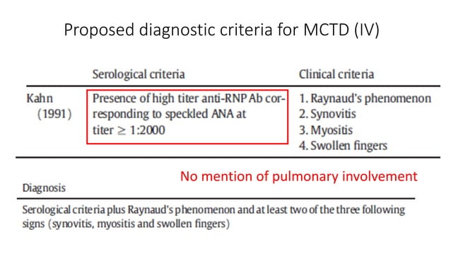 MCTD its introduction and further classification,according to criteria ...