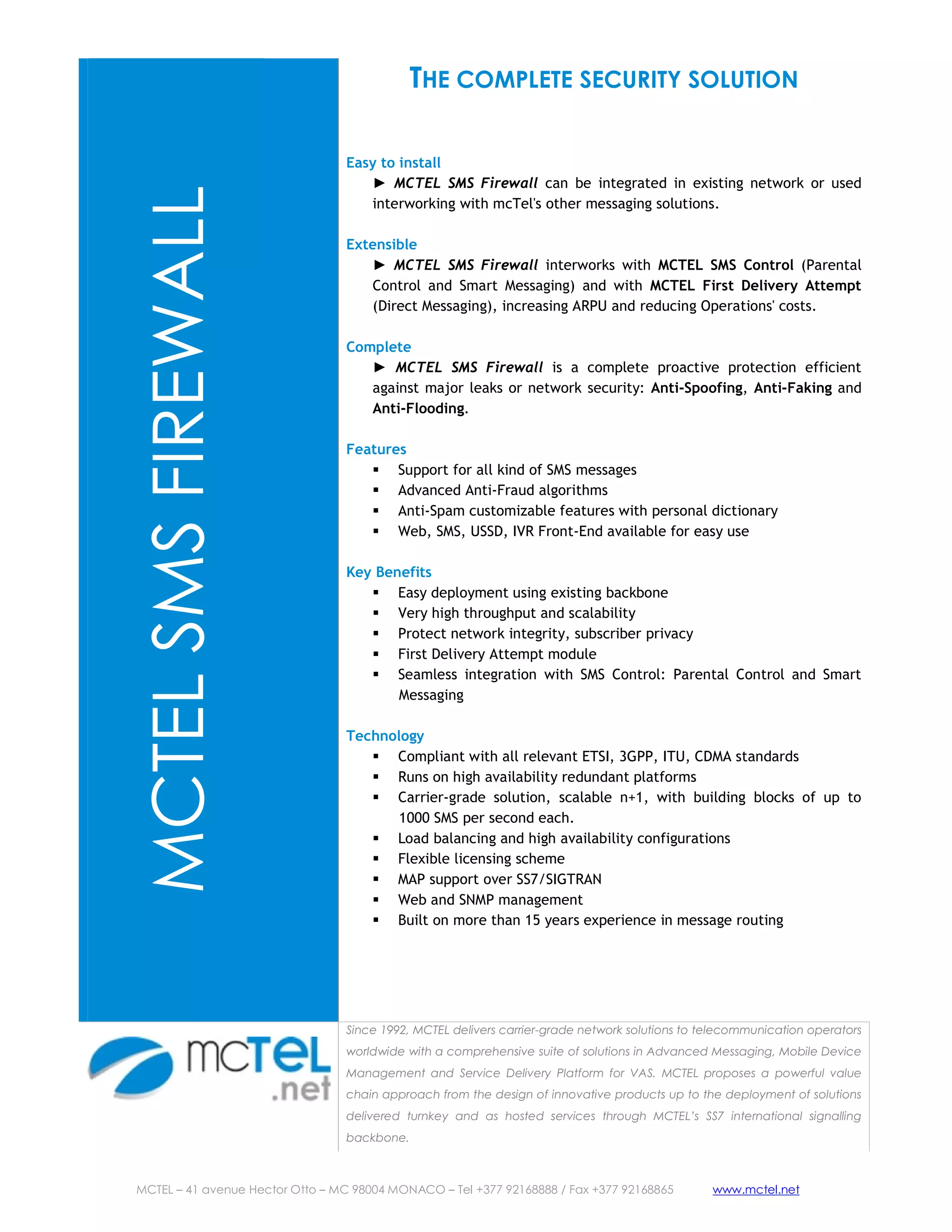 Mctel sms firewall | PDF