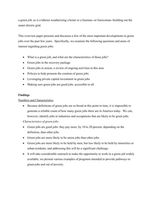 Middle Class Task Force. Green Jobs: A Pathway To A Strong Middle Class ...