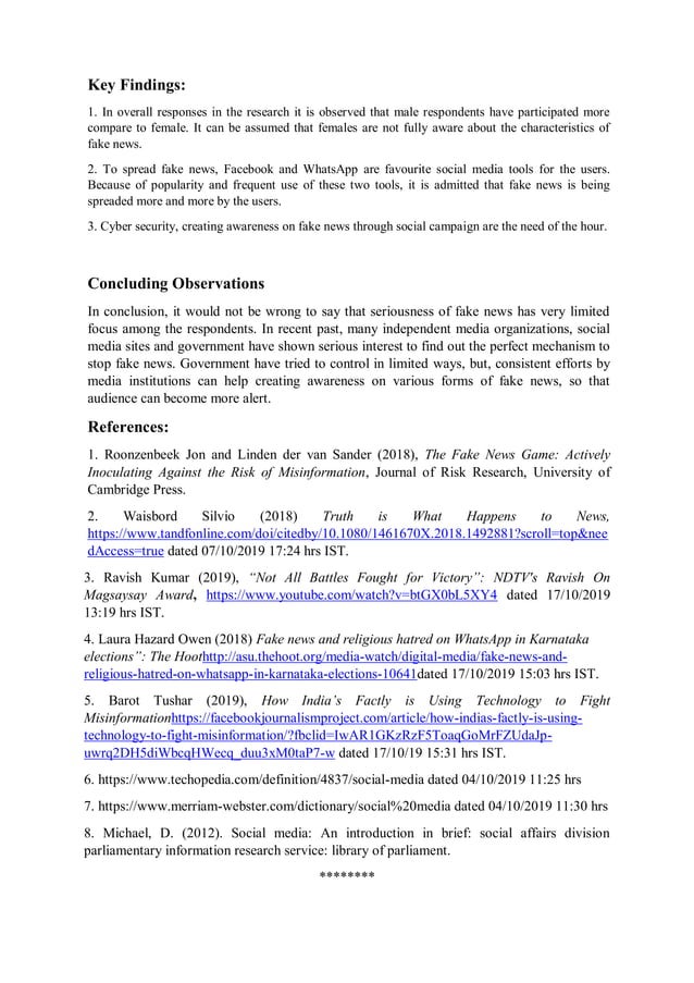 Social Media and Fake News (Contents): Impact and Challenges | PDF