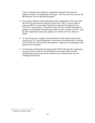 Checklist of Compliance Issues Under the International Traffic in Arms ...