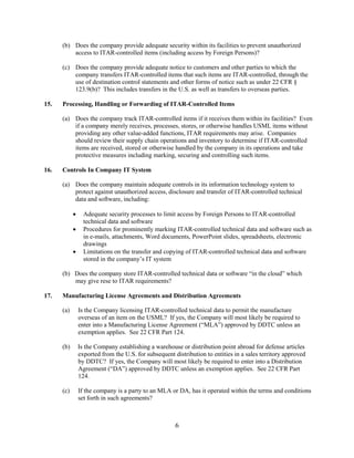 Checklist of Compliance Issues Under the International Traffic in Arms ...