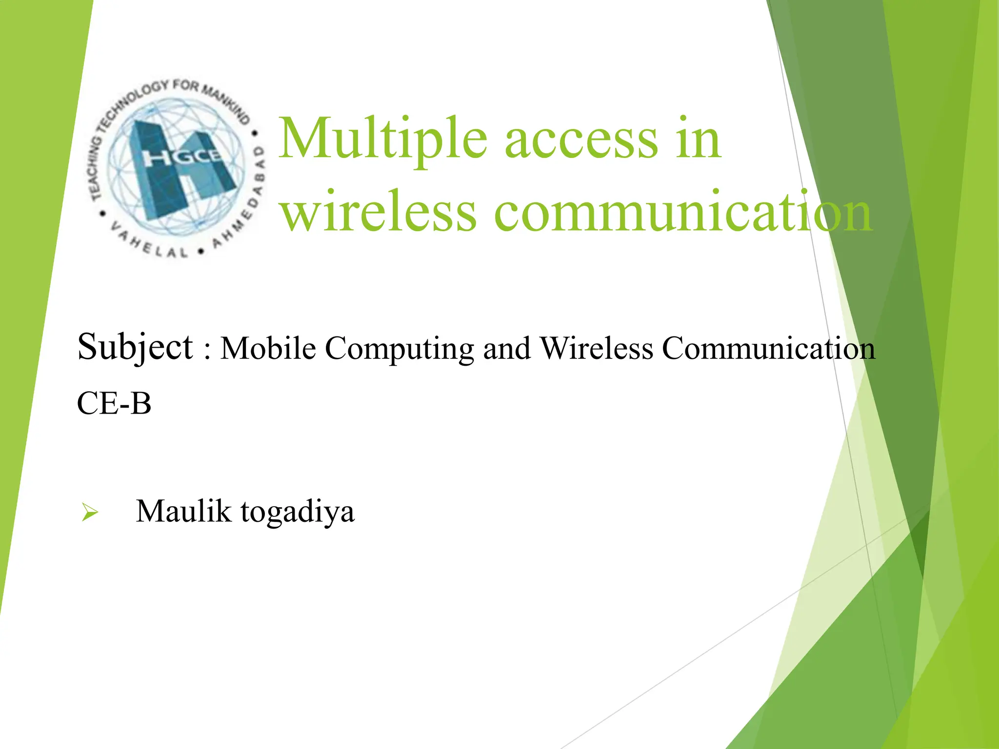 Multiple Access In Wireless Communication Ppt Computer Networking