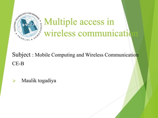 multiple access in wireless communication | PPT | Computer Networking | Computing