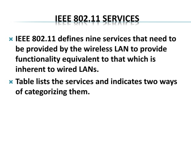 IEEE 802.11 Architecture and Services | PPTX