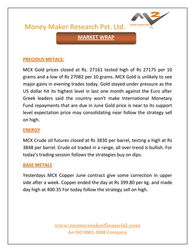 Mcx daily report | PDF