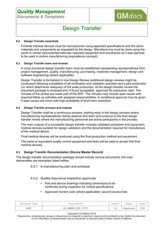 Md 003-design-transfer-sop-1-0 | PDF
