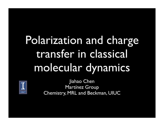 Polarization and charge transfer in classical molecular dynamics | PPT