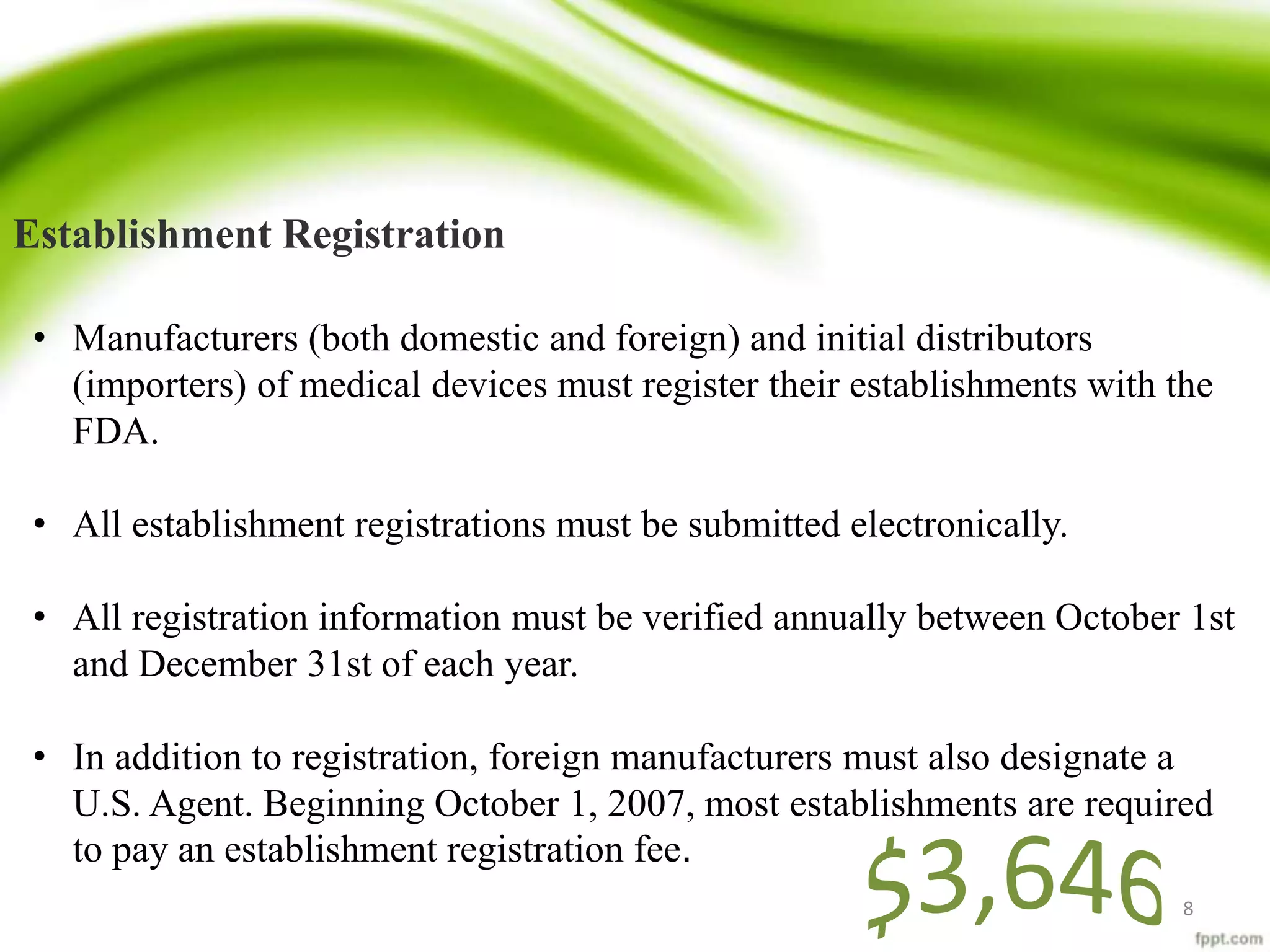medical device regulatory approval in USA | PPTX